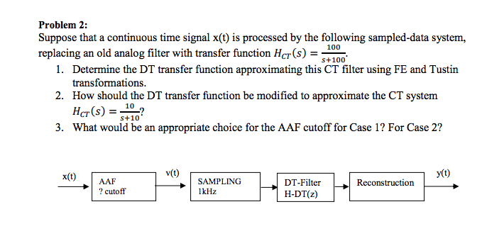 Solved Suppose that a continuous time signal x(t) is | Chegg.com