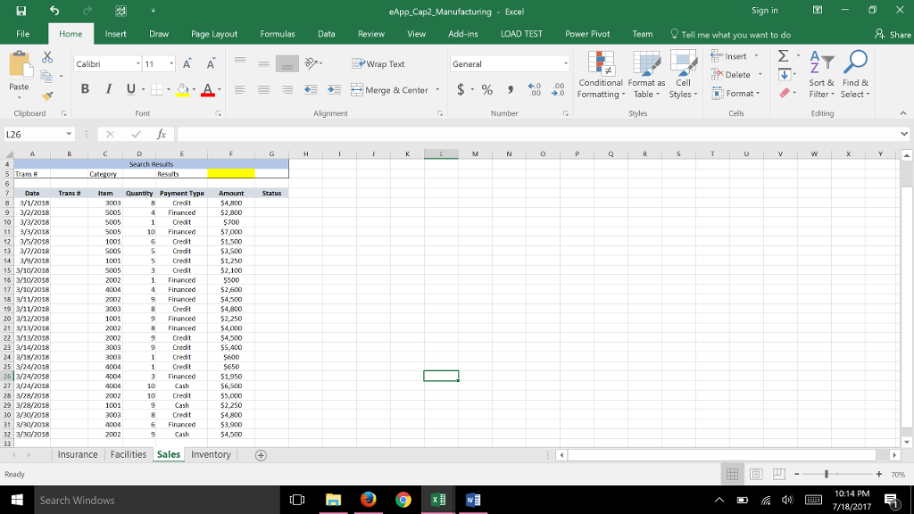 cApp Cap2_Manufacturing Excel Sign in Insert Draw | Chegg.com