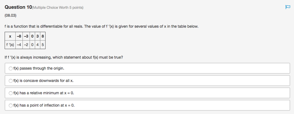 Solved f is a function that is differentiable for all reals. | Chegg.com