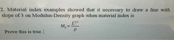 Solved 2. Material index examples showed that it necessary | Chegg.com
