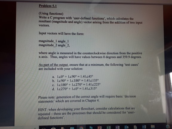 Solved Problem 5.1 (Using functions) resultant (magnitude | Chegg.com