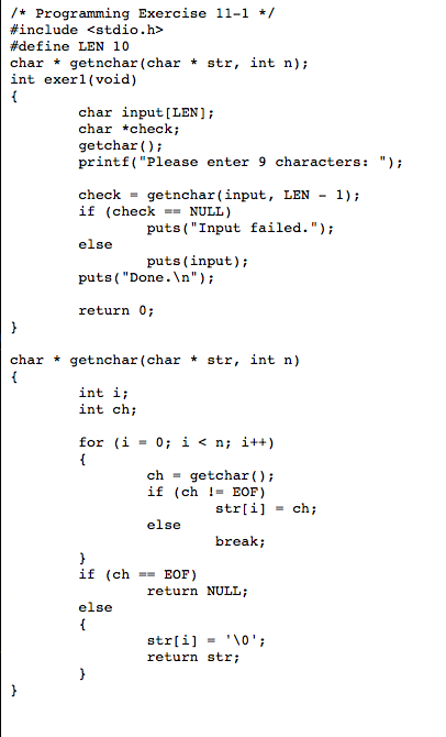 Solved /*Programming Exercise 11-1 / #include #define LEN | Chegg.com