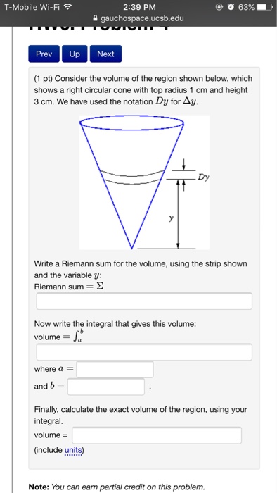 Solved Consider the volume of the region shown below, which | Chegg.com