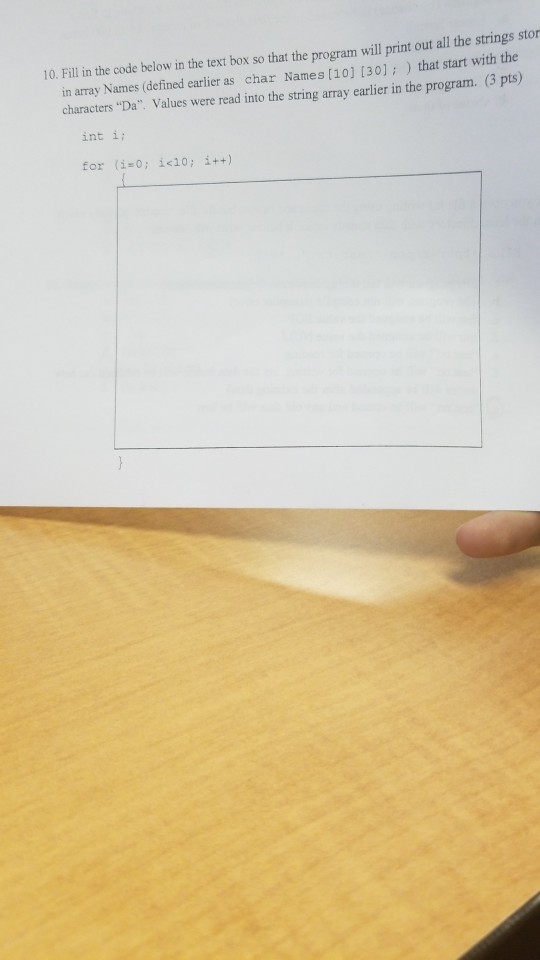 Solved 10. Fill in the code below in the text box so that | Chegg.com