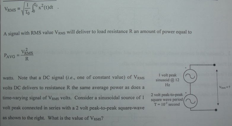 Solved A signal with RMS value Vrms will deliver to load | Chegg.com