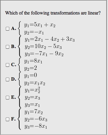 Solved Which of the following transformations arc linear? | Chegg.com