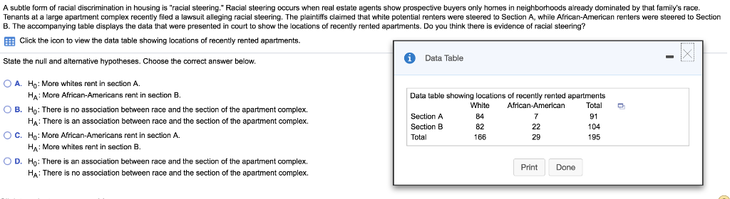 Solved A subtle forn of racial discrimination in housing is | Chegg.com