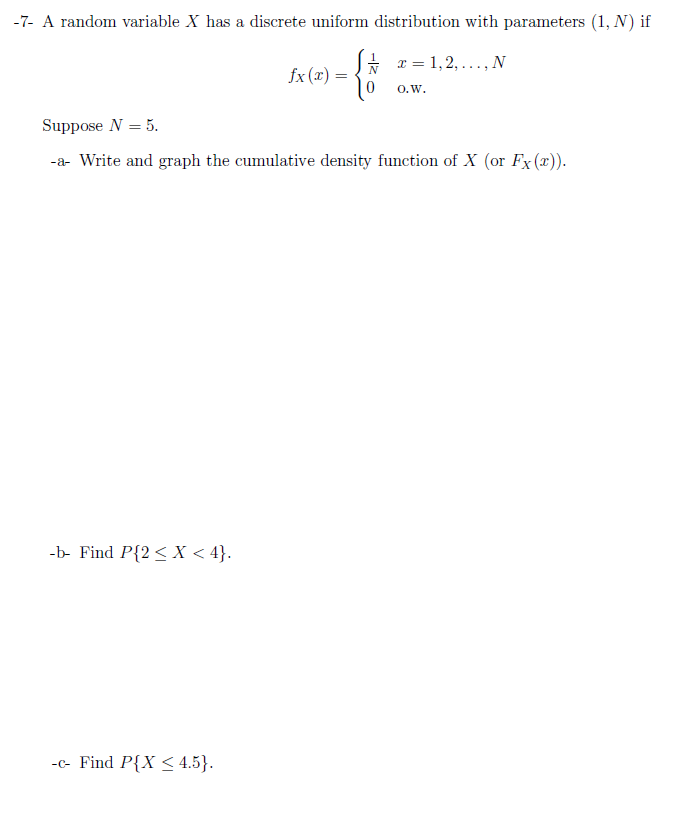 Solved A random variable X has a discrete uniform | Chegg.com