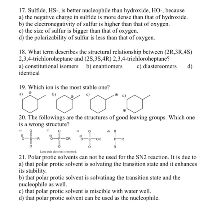 Solved Sulfide, HS-, is better nucleophile than hydroxide, | Chegg.com