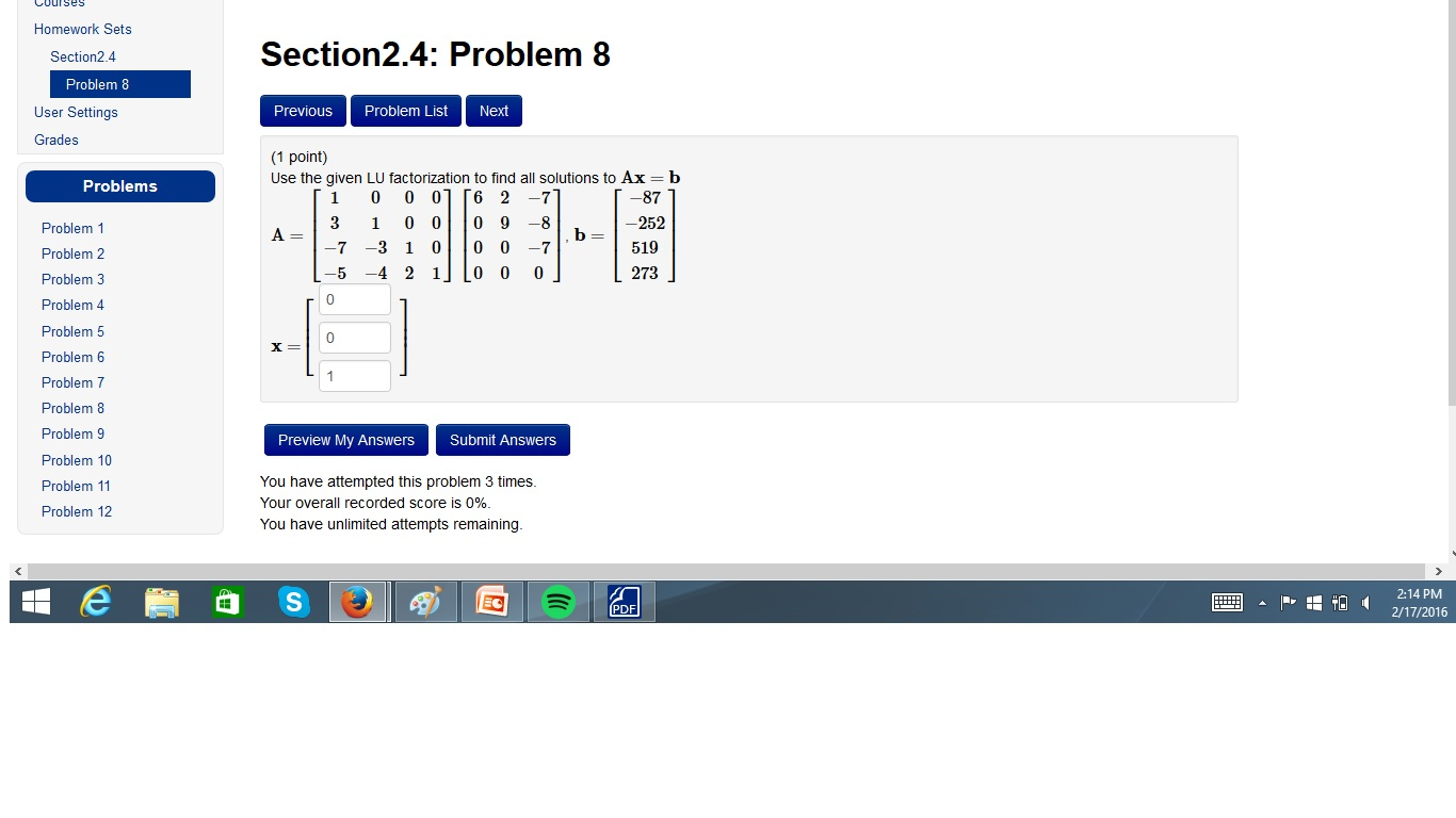 Solved Use The Given Lu Factorization To Find All Solutions