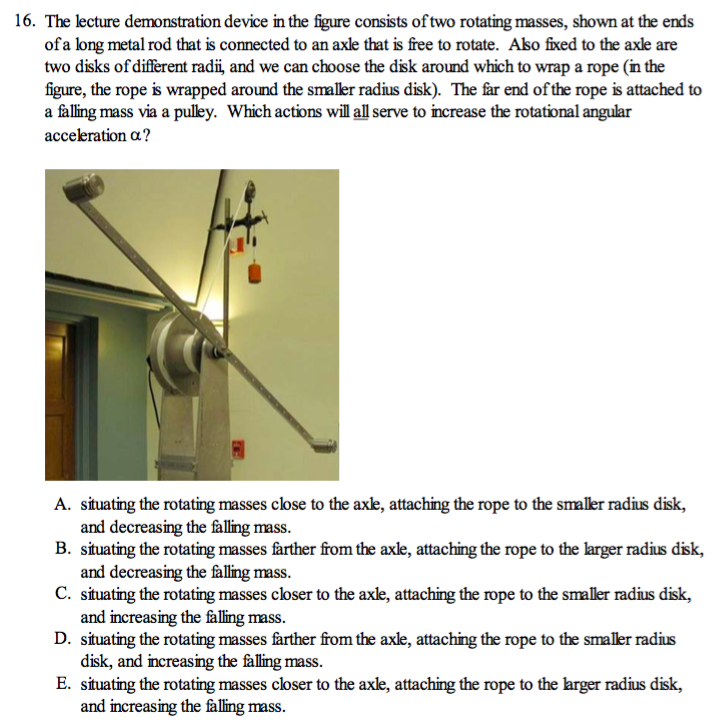 Solved 16. The lecture demonstration device in the figure | Chegg.com