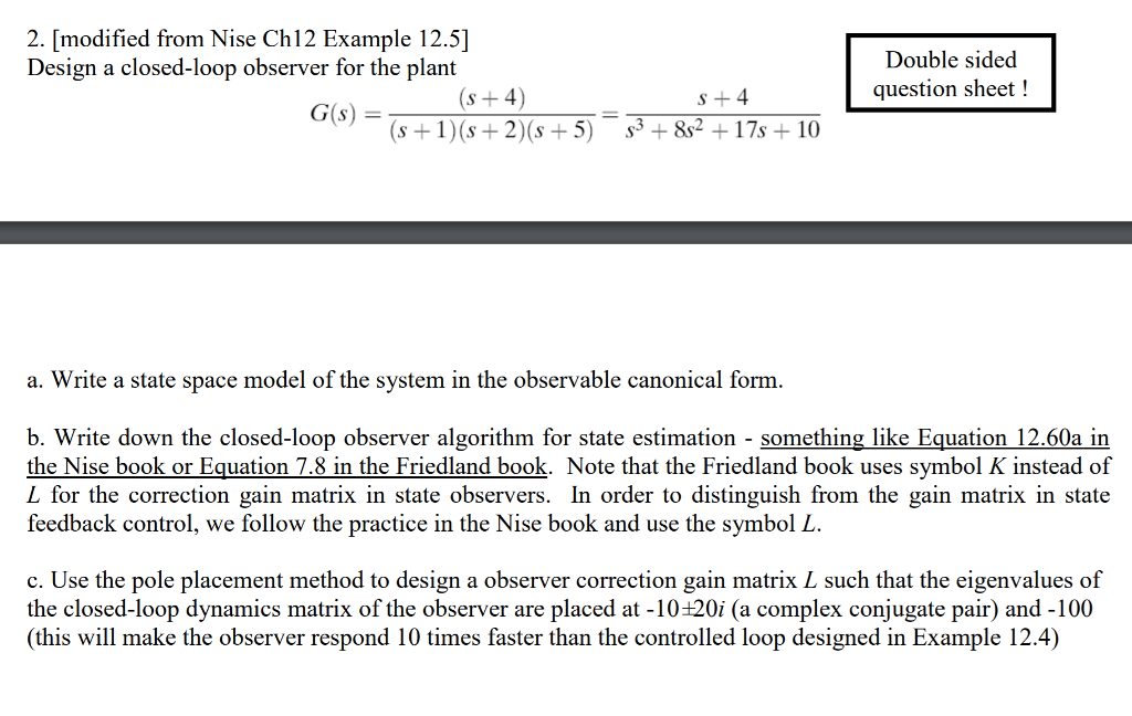 Solved 2. [modified from Nise Ch12 Example 12.5] Design a | Chegg.com