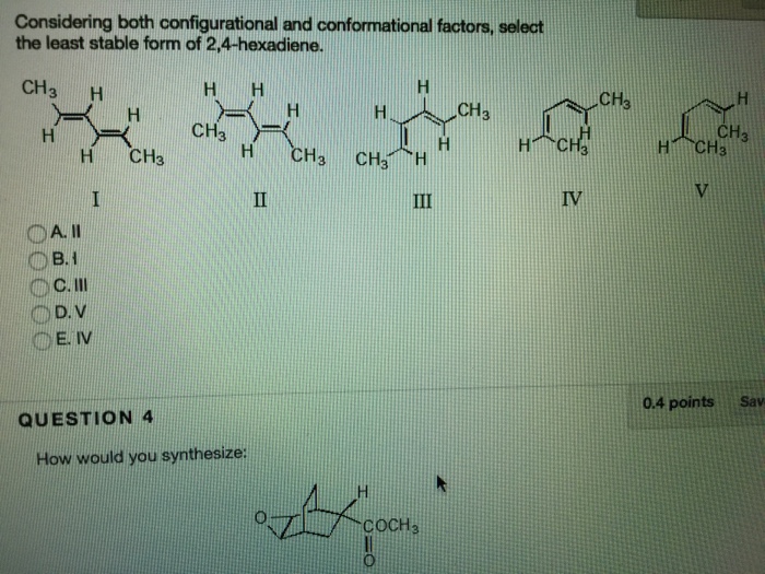 Solved Considering both configuration and conformational | Chegg.com