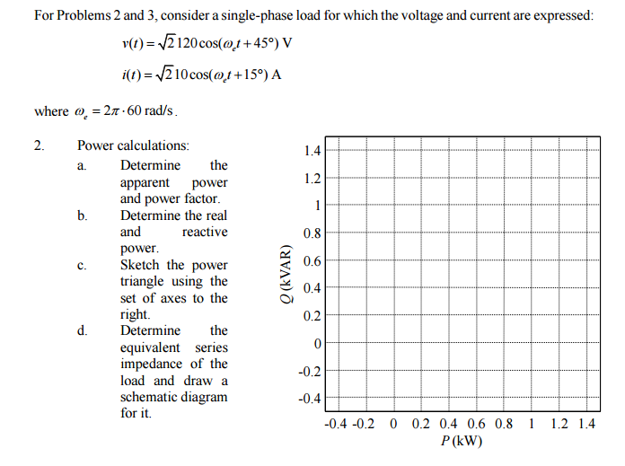 Solved Consider a single-phase load for which the voltage | Chegg.com