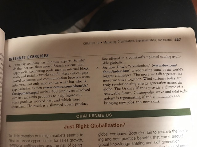 Solved CHAPTER 10 • Marketing Organization, Implementation, | Chegg.com