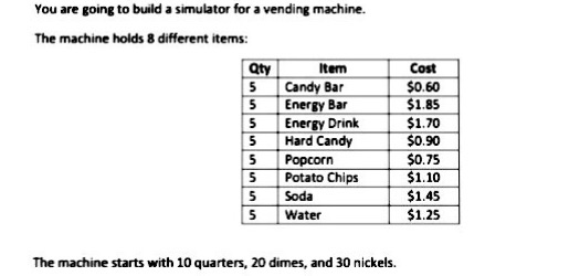 Solved Vending Mechine -please use C++ code1. At the end of | Chegg.com