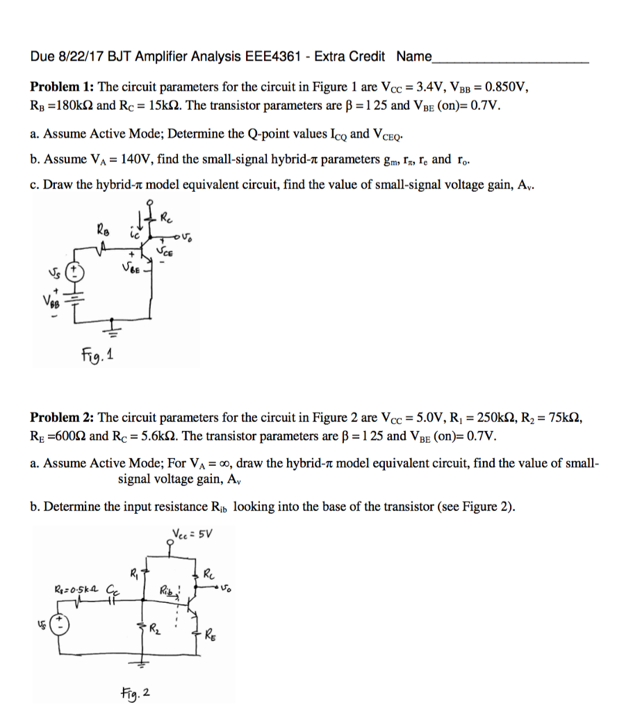 Solved The circuit parameters for the circuit in Figure 1 | Chegg.com