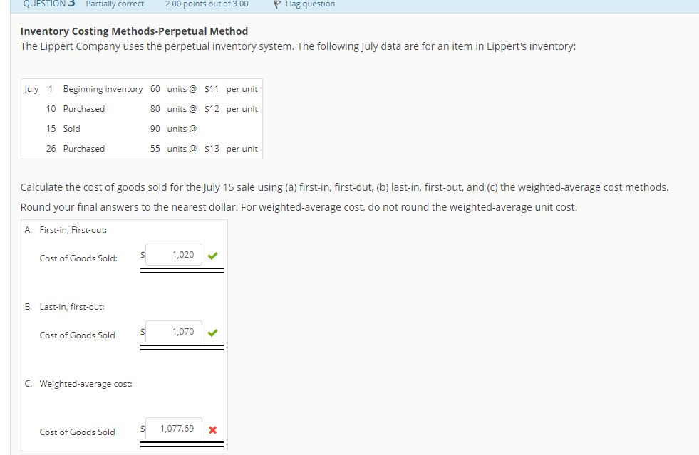 Solved QUESTION Partially correct 2.00 points out of 3.00 | Chegg.com