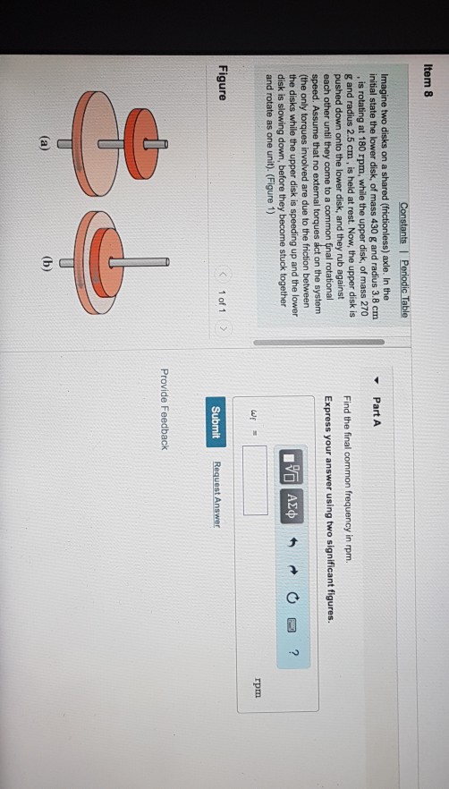 Solved Item 8 Imagine two disks on a shared (frictionless) | Chegg.com