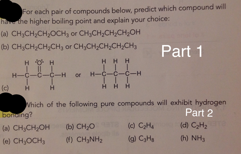 Solved For each pair of compounds below, predict which | Chegg.com