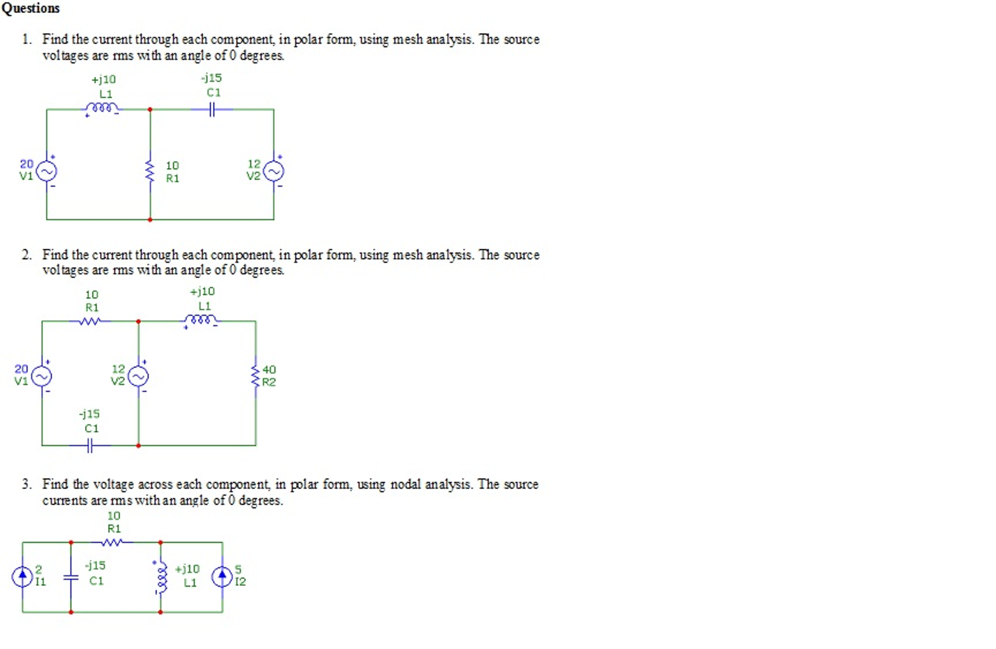 Solved Find the current through each component in polar | Chegg.com
