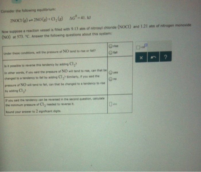 Solved Consider the following equilibrium 2NOC_1 (g) 2NO | Chegg.com Solved Consider the following equilibrium 2NOC_1 (g) 2NO | Chegg.com