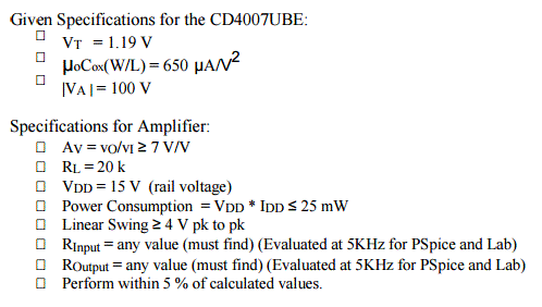 Design a Common Source amplifier using an N-Mos | Chegg.com