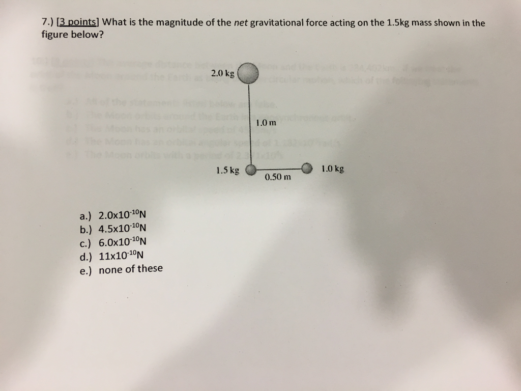 Solved What is the magnitude of the net gravitational force | Chegg.com