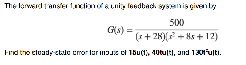 Solved The forward transfer function of a unity feedback | Chegg.com
