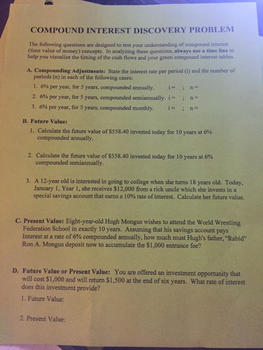Solved Compound Interest Discovery Problem problems A-G | Chegg.com