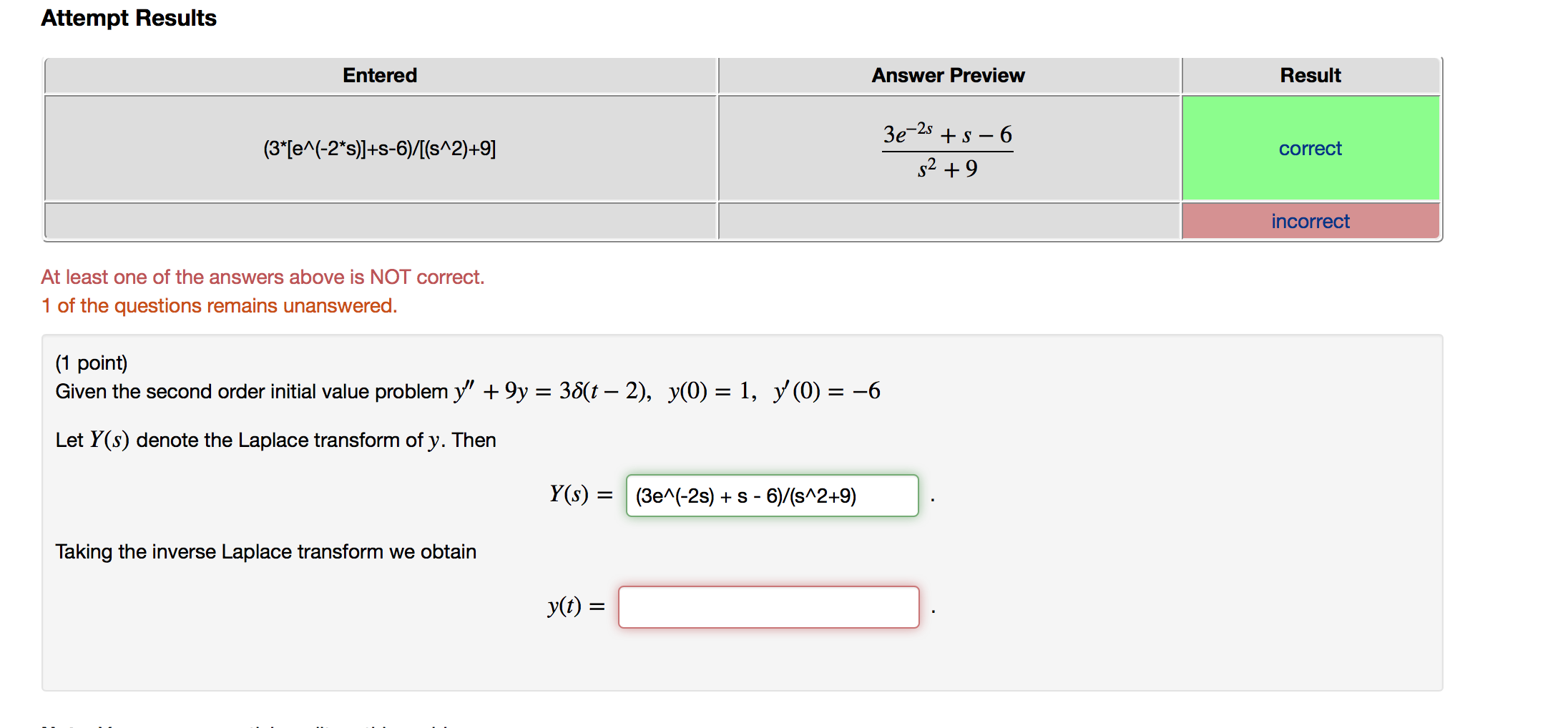 Solved Attempt Results At least one of the answers above is | Chegg.com