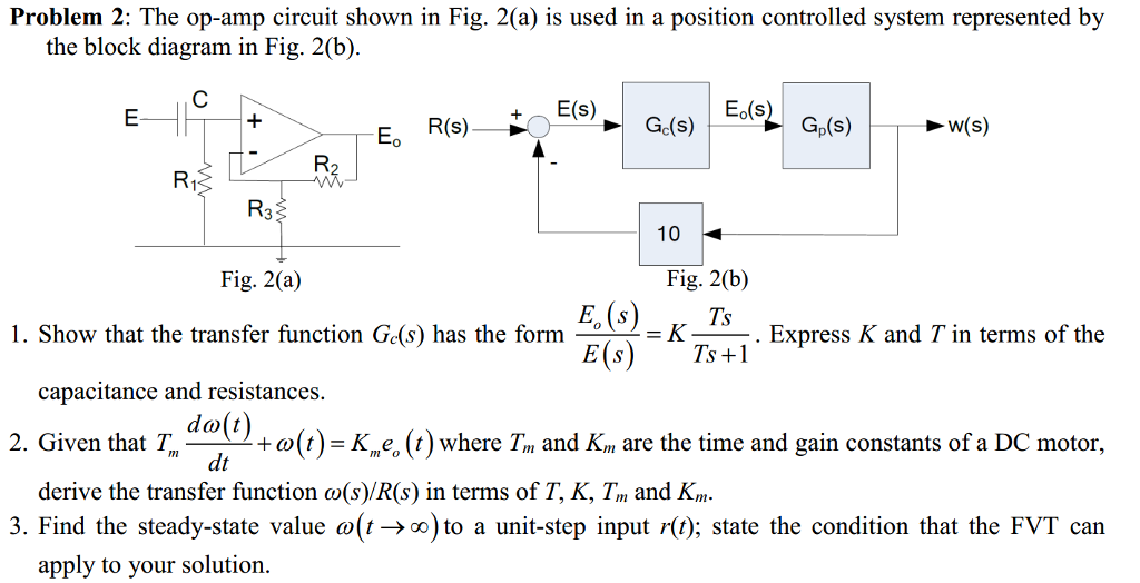 Solved The op-amp circuit shown in Fig. 2(a) is used in a | Chegg.com