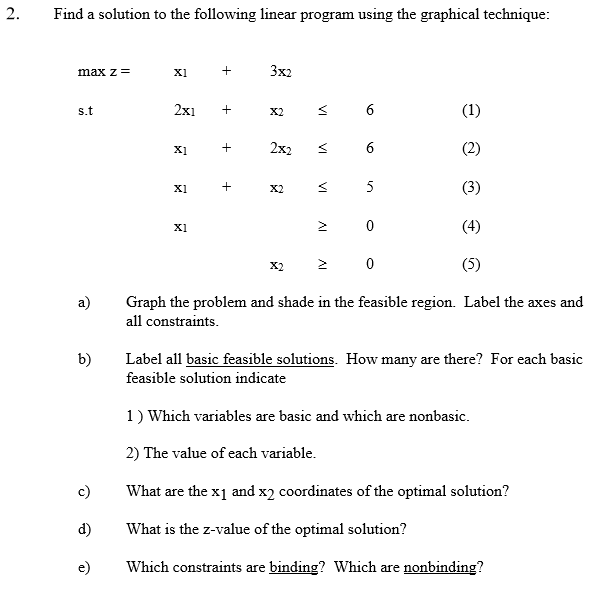 Solved Find a solution to the following linear program using | Chegg.com