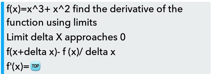 Solved f(x) = x^3 + x^2 find the derivative of the function | Chegg.com