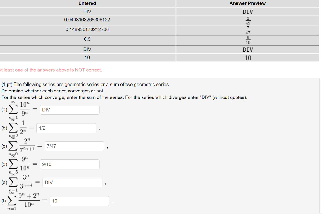 Solved The Following Series Are Geometric Series Or A Sum Of