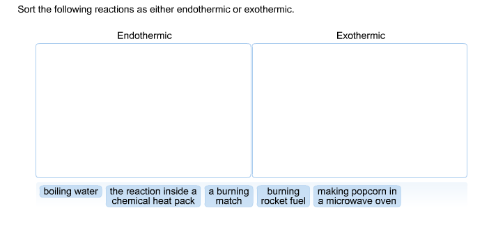 Solved Sort the following reactions as either endothermic or | Chegg.com