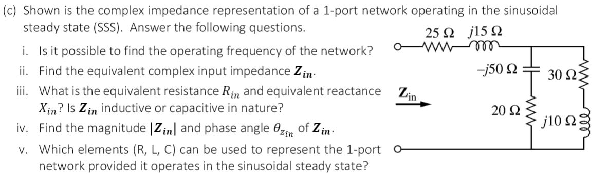 Solved (c) Shown is the complex impedance representation of | Chegg.com