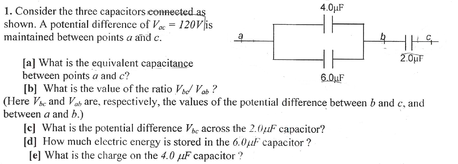 Solved Consider the three capacitors connected as shown. A | Chegg.com