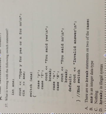 Solved What is wrong with the following switch statement? | Chegg.com