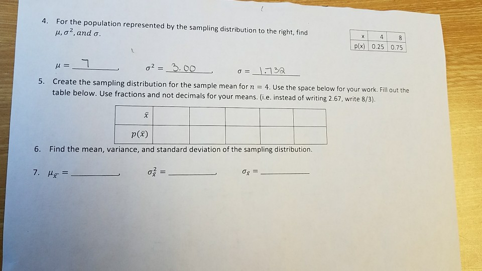 Solved 4. For the population represented by the sampling | Chegg.com