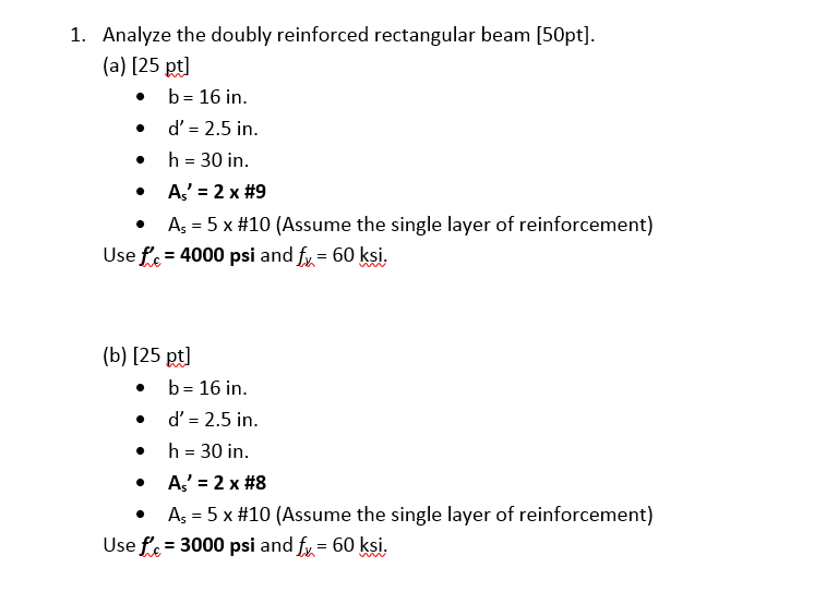 Solved Analyze the doubly reinforced rectangular beam | Chegg.com