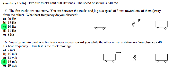 Solved Two fire trucks emit 800 Hz tones. The speed of sound | Chegg.com
