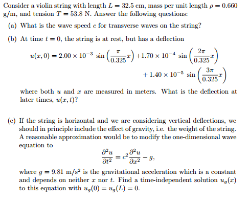 Solved Consider a violin string with length L = 32.5 cm, | Chegg.com