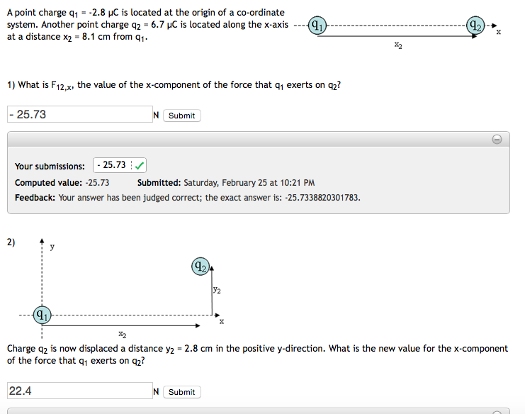 Solved A point charge q1 2.8 HC is located at the origin of | Chegg.com