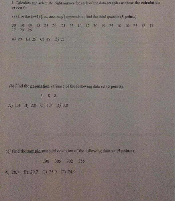 Solved Calculate and select the right answer for each of the | Chegg.com