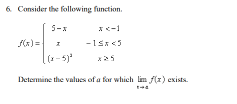 Solved 6. Consider the following function x