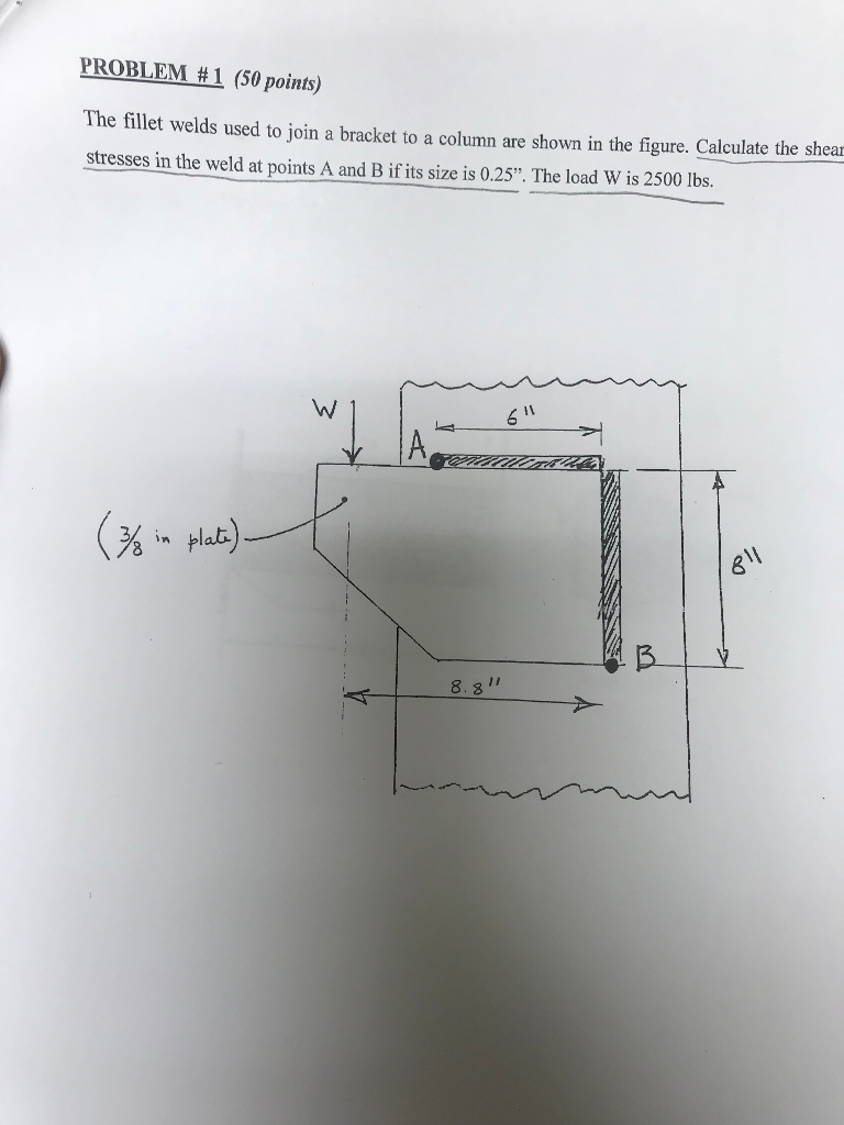 Solved PROBLEM #1 (50 points) The fillet welds used to join | Chegg.com