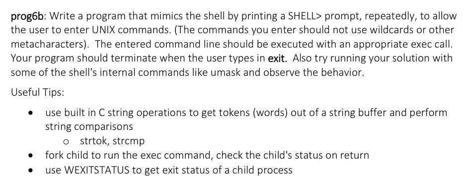 Solved Write a program that mimics the shell by printing a | Chegg.com