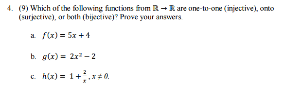 Solved Which of the following functions from R rightarrow R | Chegg.com