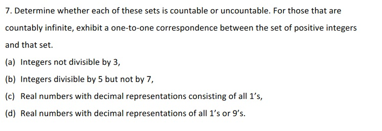Solved 7. Determine whether each of these sets is countable | Chegg.com